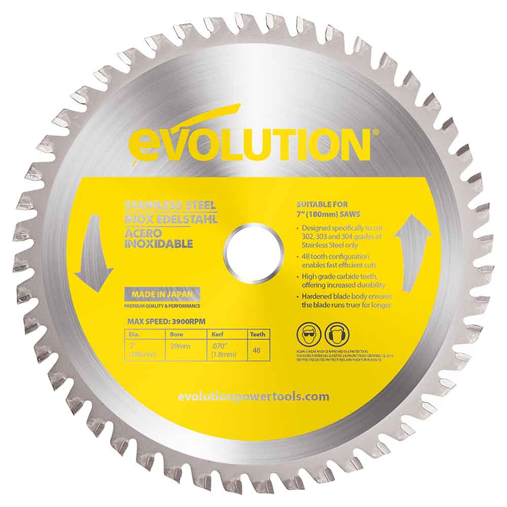 Tarcza TCT do cięcia stali INOX Evolution 180 mm 48T — Evolution Power ...