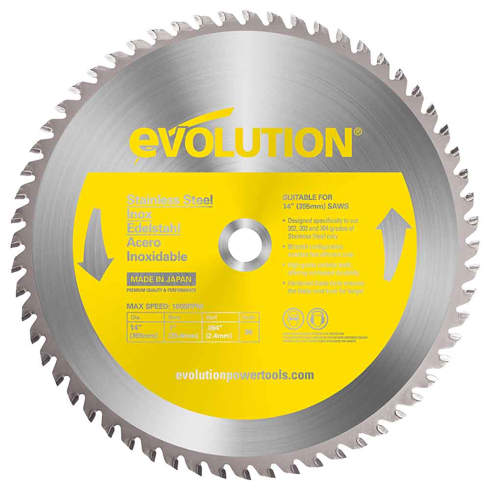 Tarcza TCT do cięcia stali INOX Evolution 355 mm 90T — Evolution Power ...